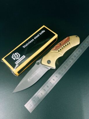 Canivete Tático Militar Semi Automatico Estilo Browning F81 Dourado ...