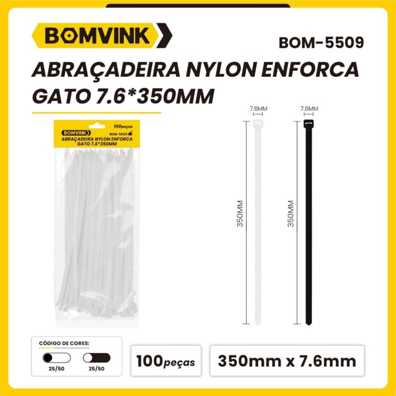 Abraçadeira Nylon Enforca Gato. 7.6 x 350mm BOM-5509 – CJ Blademaster