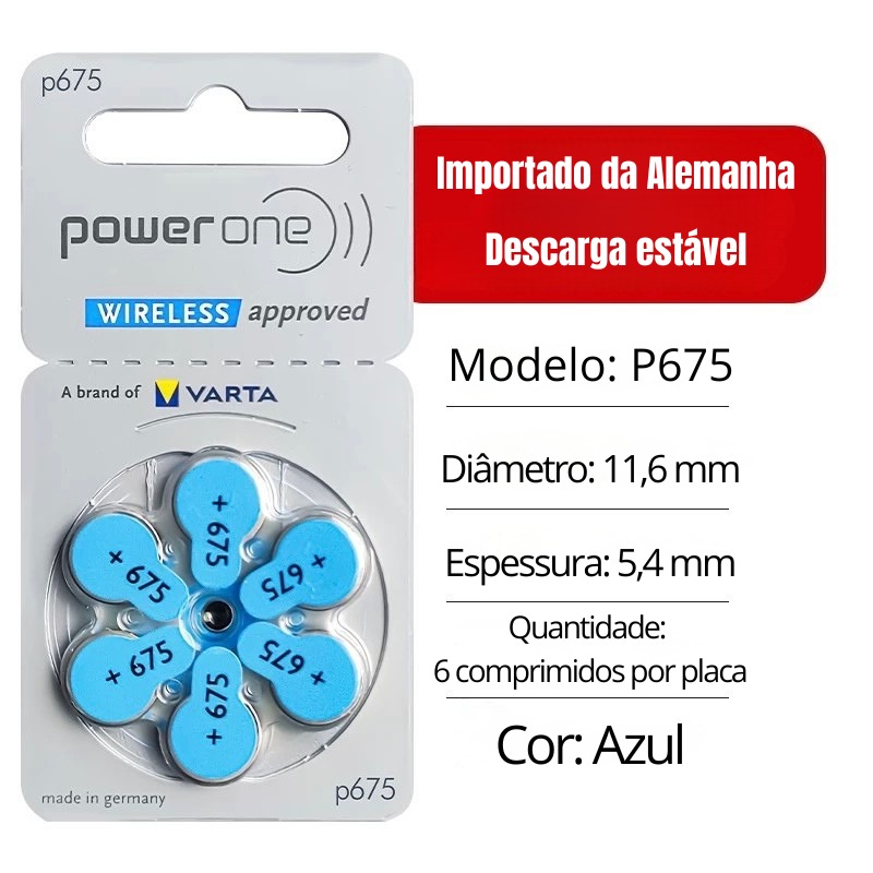 Bateria para Aparelho Auditivo / Implante Coclear Power One P675 – CJ ...