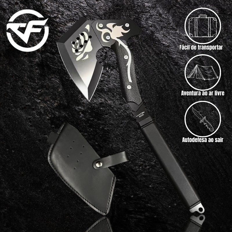 Machado De Alta Resistencia Dourado Cs Go 40cm, C/ Bainha de Couro SLK ...